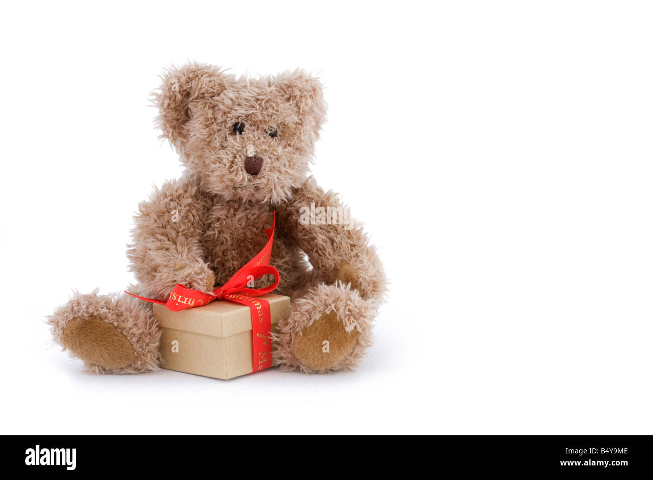 Teddy with a ribboned box Stock Photo - Alamy