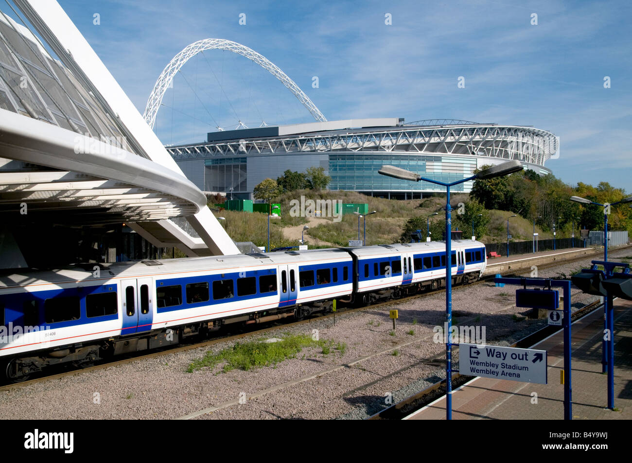 UK-Trains arrive at the new train station outside Wembley stadium in ...