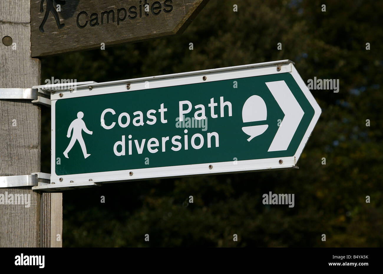 Coast path sign diversion on the Dorset Coast United Kingdom Stock ...