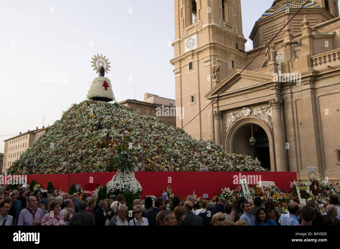 Our Lady of the Pillar during the "Fiestas del Pilar". Zaragoza. Spain ...
