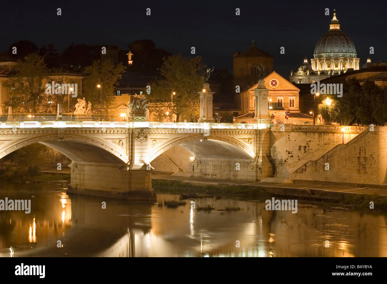 Italy Older cathedral of St Peter and bridge Stock Photo - Alamy