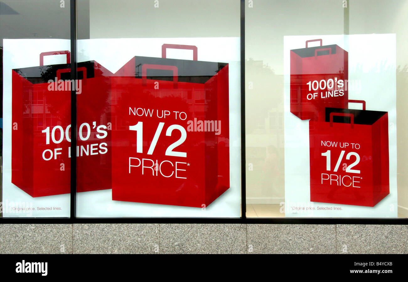 Sales posters in Shops Stock Photo - Alamy