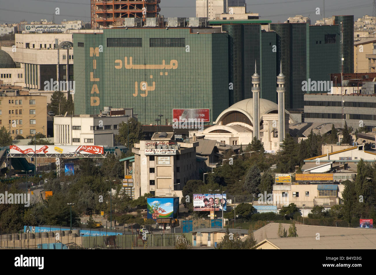 View of Milad Noor shopping centre and a Mosque in Shahrak Gharb Tehran ...