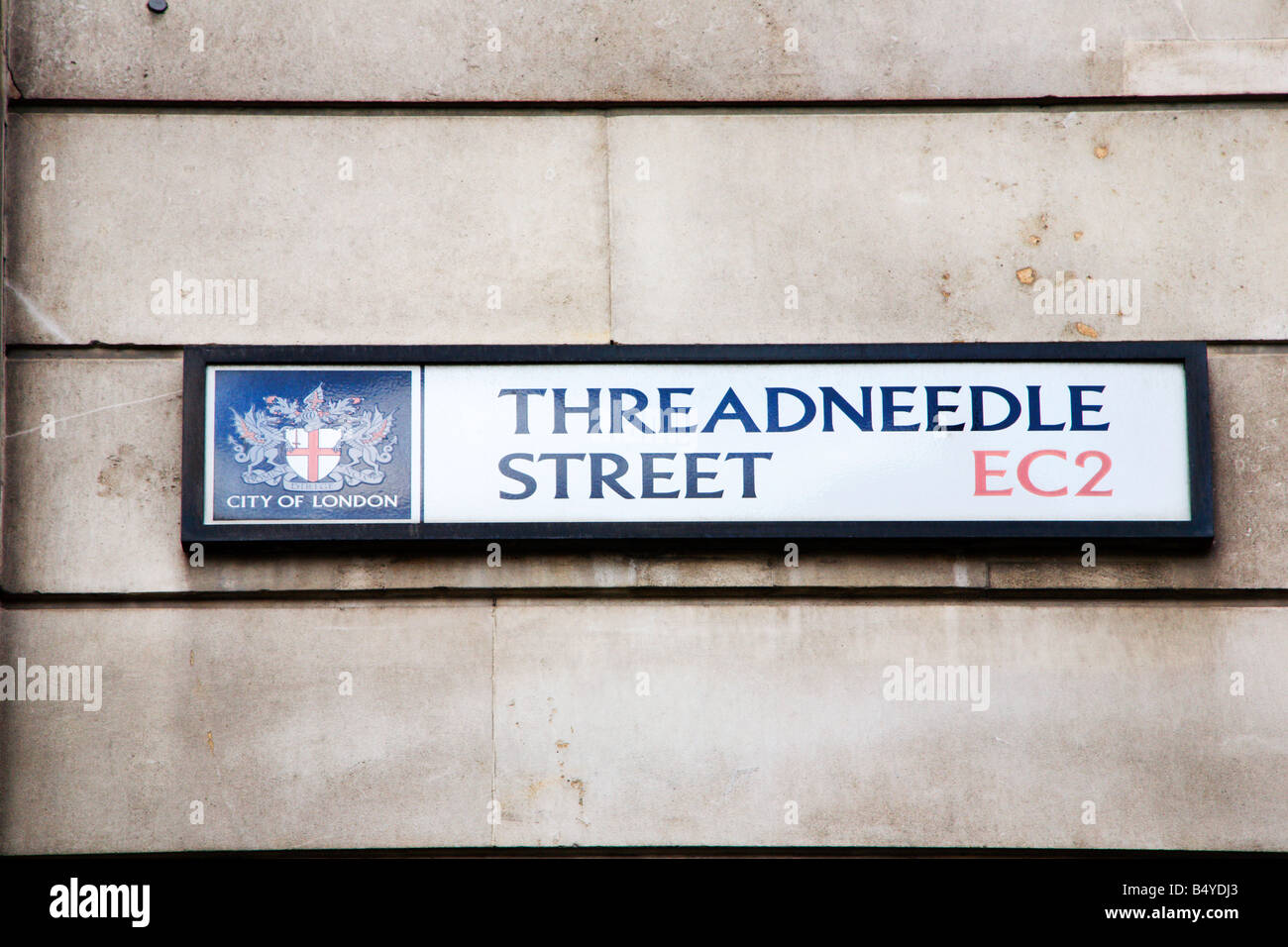Threadneedle Street Sign City of London England Stock Photo - Alamy