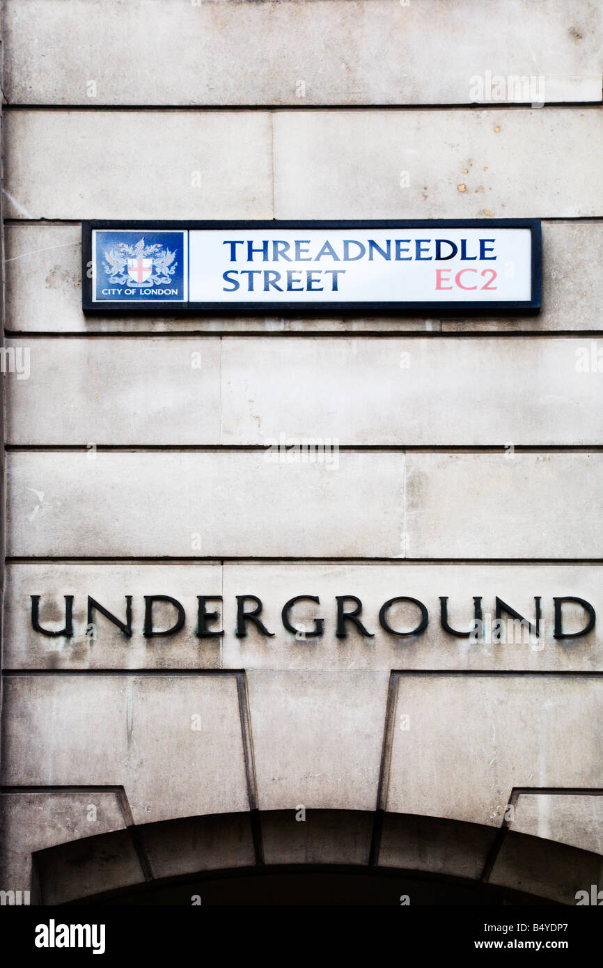 Threadneedle Street Bank Underground Entrance City of London England ...