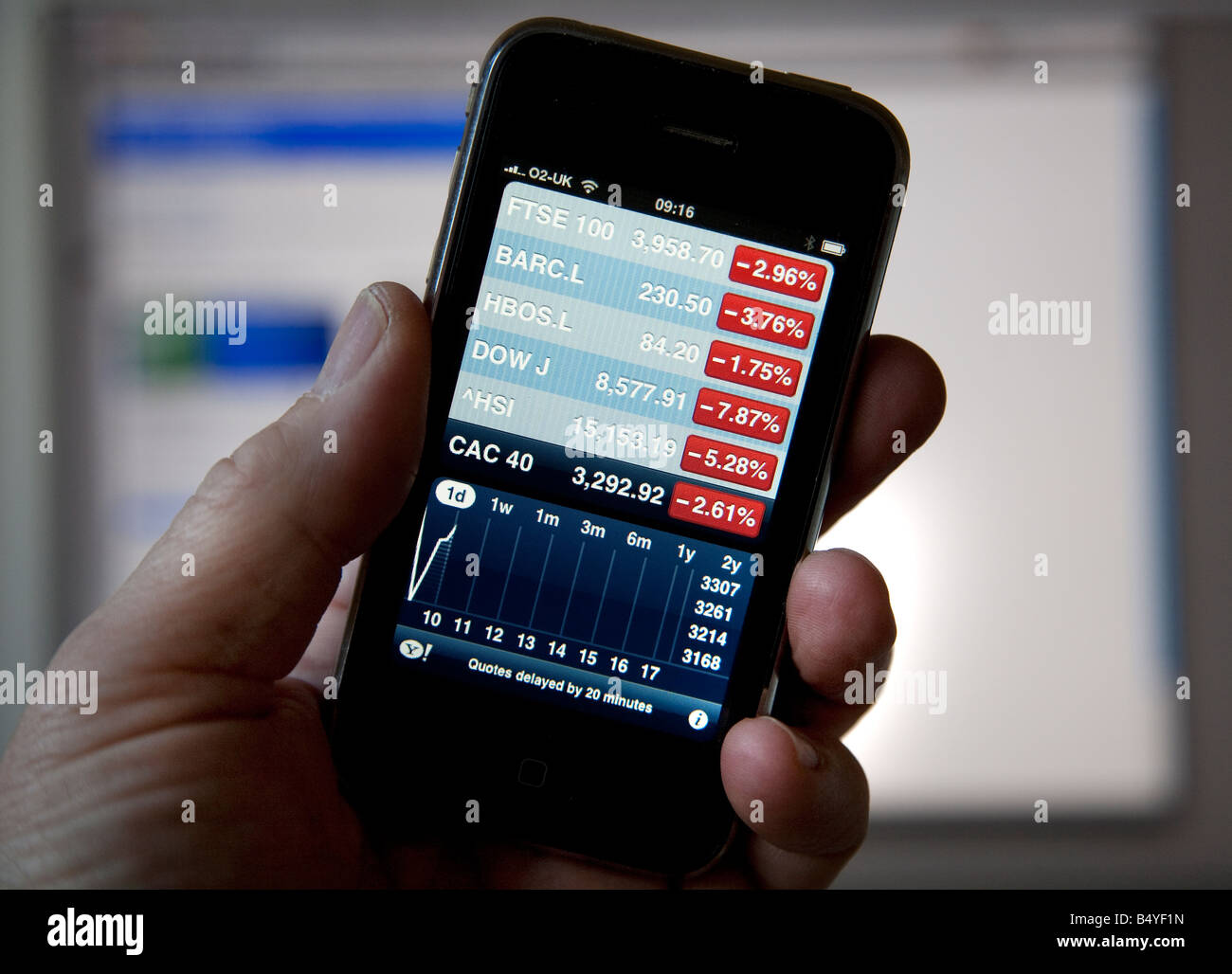 Stock markets shown in the red on an iPhone screen Stock Photo - Alamy