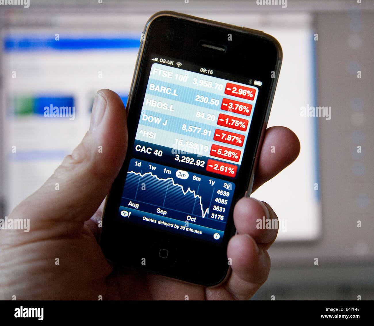 Stock markets shown in the red on an iPhone screen Stock Photo - Alamy