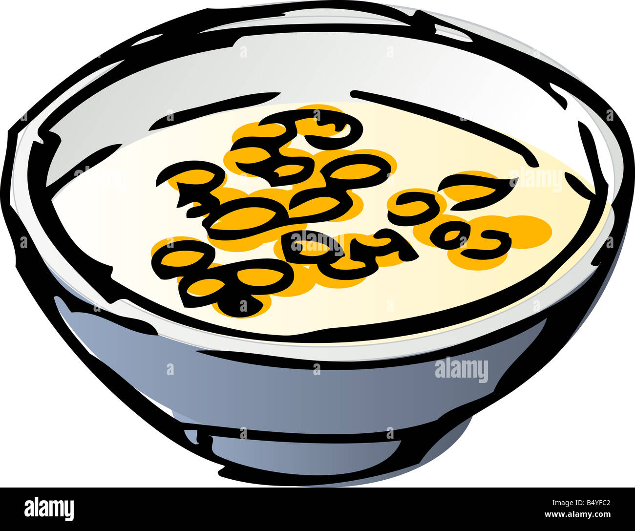 Breakfast cereal with milk in a bowl isometric illustration lineart ...