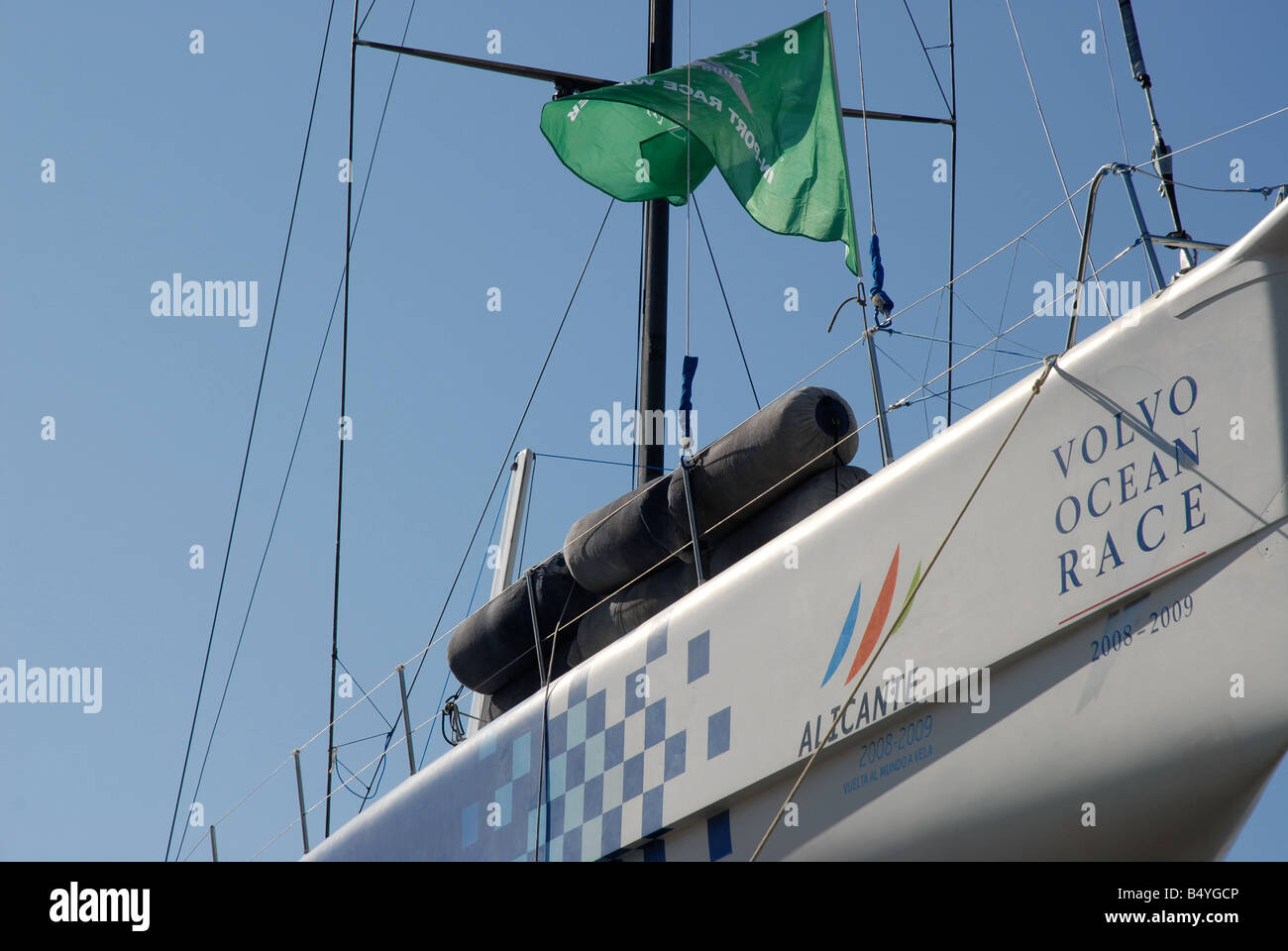 VO70 class yacht out of the water, prior to race start, Volvo Ocean ...