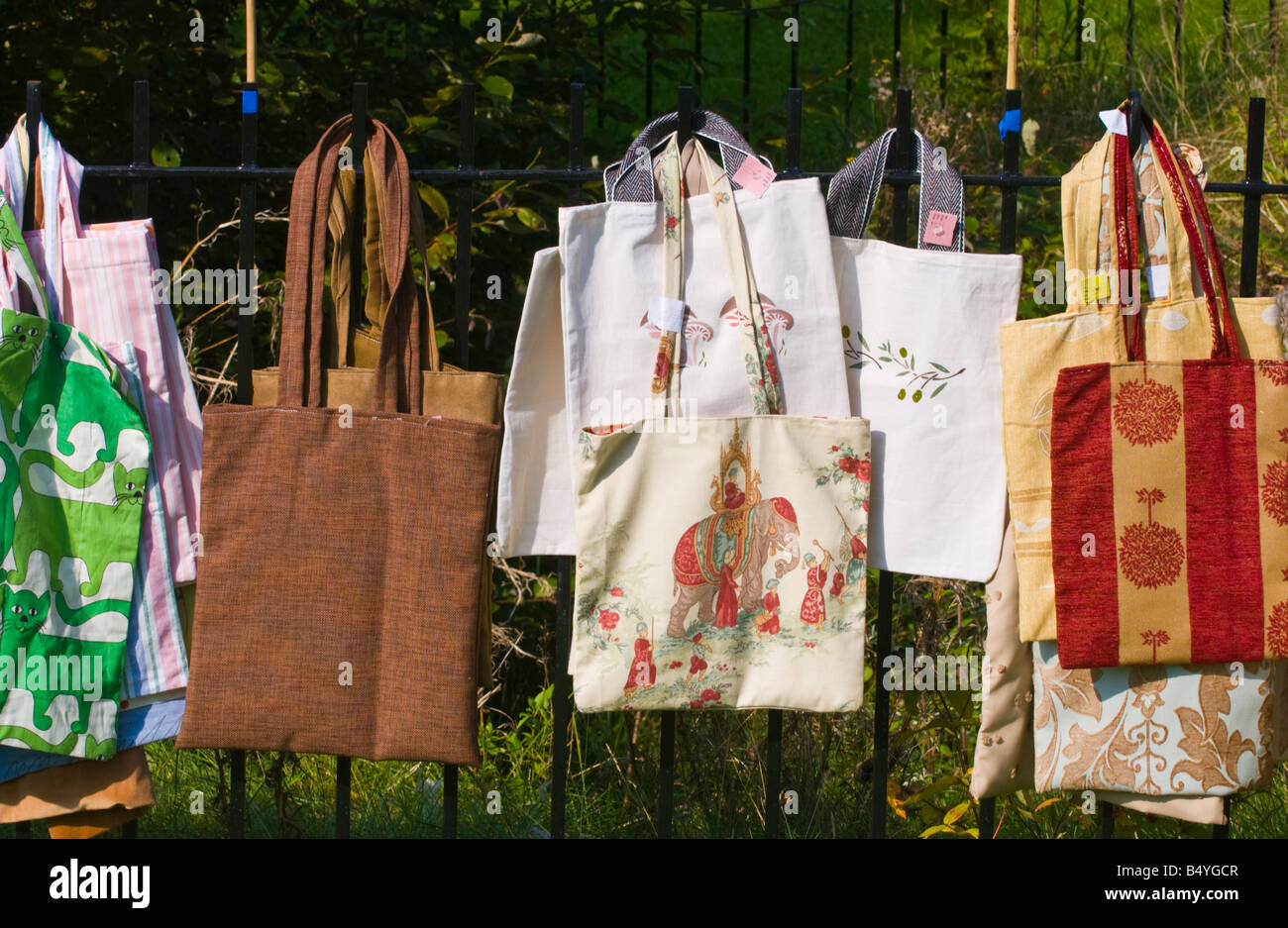 Handmade shopping bags for sale at Abergavenny Food Festival Stock ...