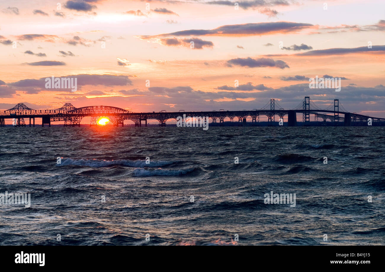 The Chesapeake Bay Bridge, a major bridge in the state of Maryland, USA ...