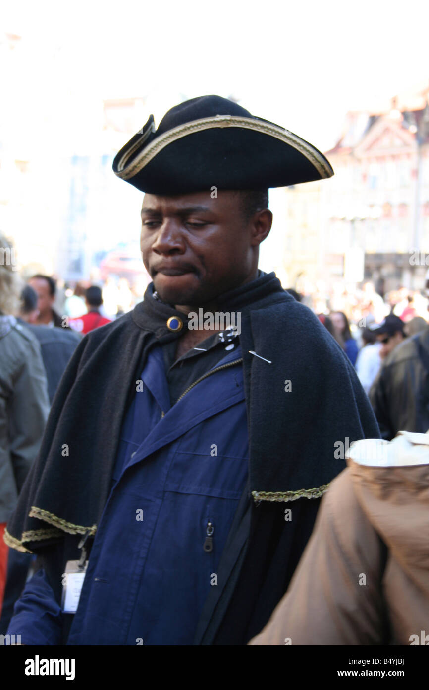 Black man in triangular hat Stock Photo - Alamy