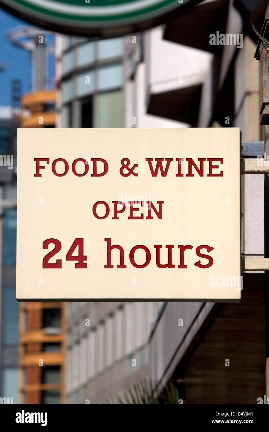 Food and Wine Shop Sign Stock Photo - Alamy