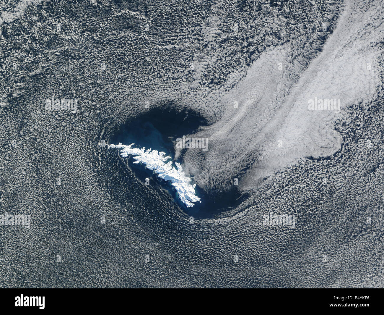Satellite view of South Georgia Island, Southern Atlantic Stock Photo ...
