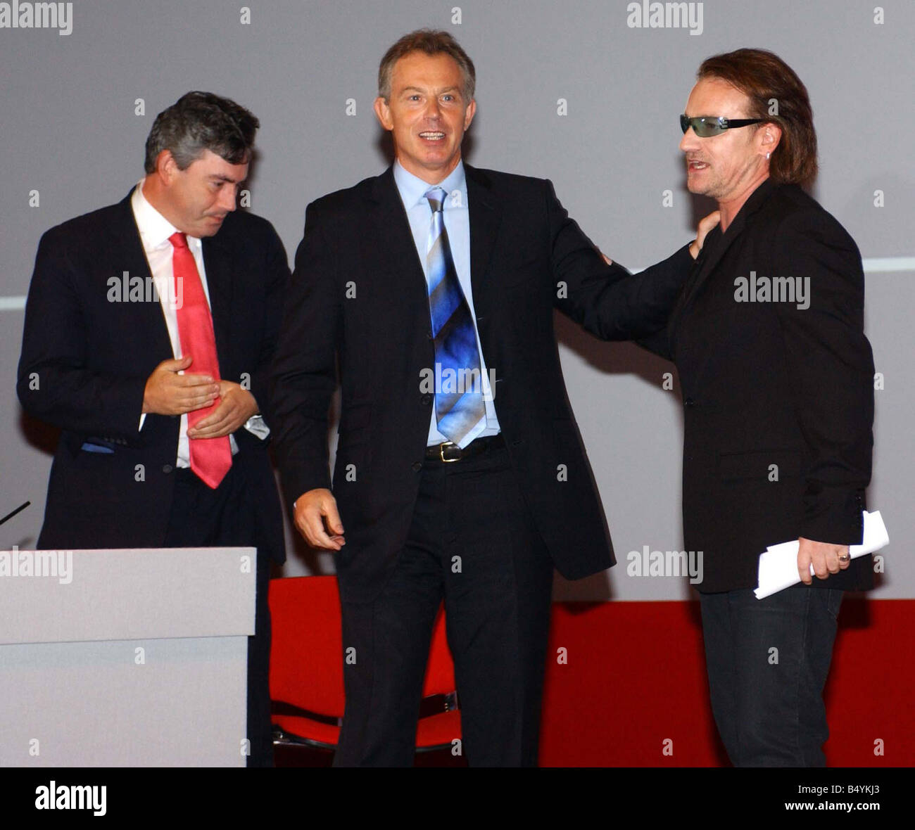 U2 lead singer Bono speaking at the Labour Party Conference 2004 ...