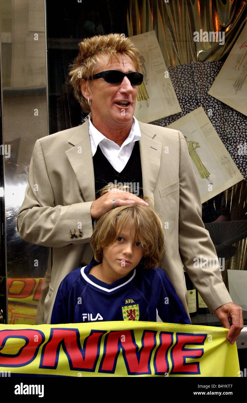 Rod Stewart September 2001 in Glasgow with son Liam Stewart sunglasses ...