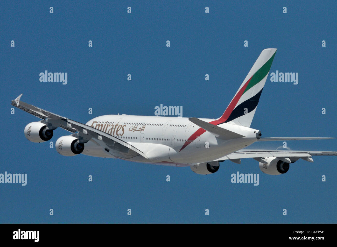 Emirates A380 Airbus super jumbo jet takes off from the southern ...