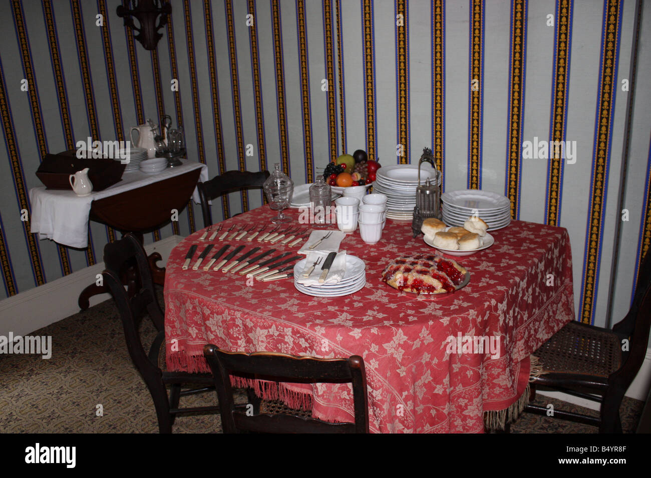 Breakfast , Dining table late 19th century Stock Photo - Alamy