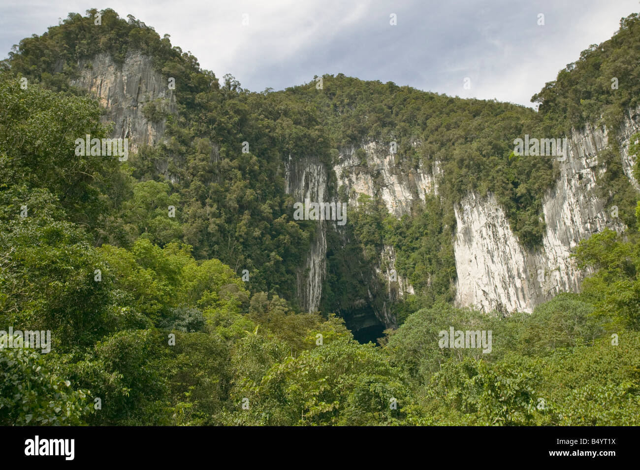 Karst limestone cliffs that tower above Deer and Lang s Caves Gunung ...