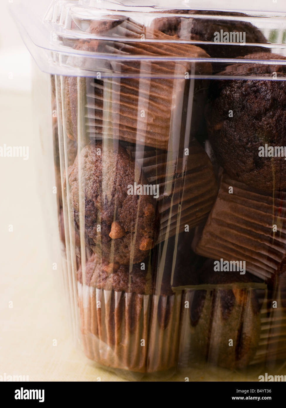 Double Chocolate Chip Muffins In A Plastic Box Stock Photo - Alamy