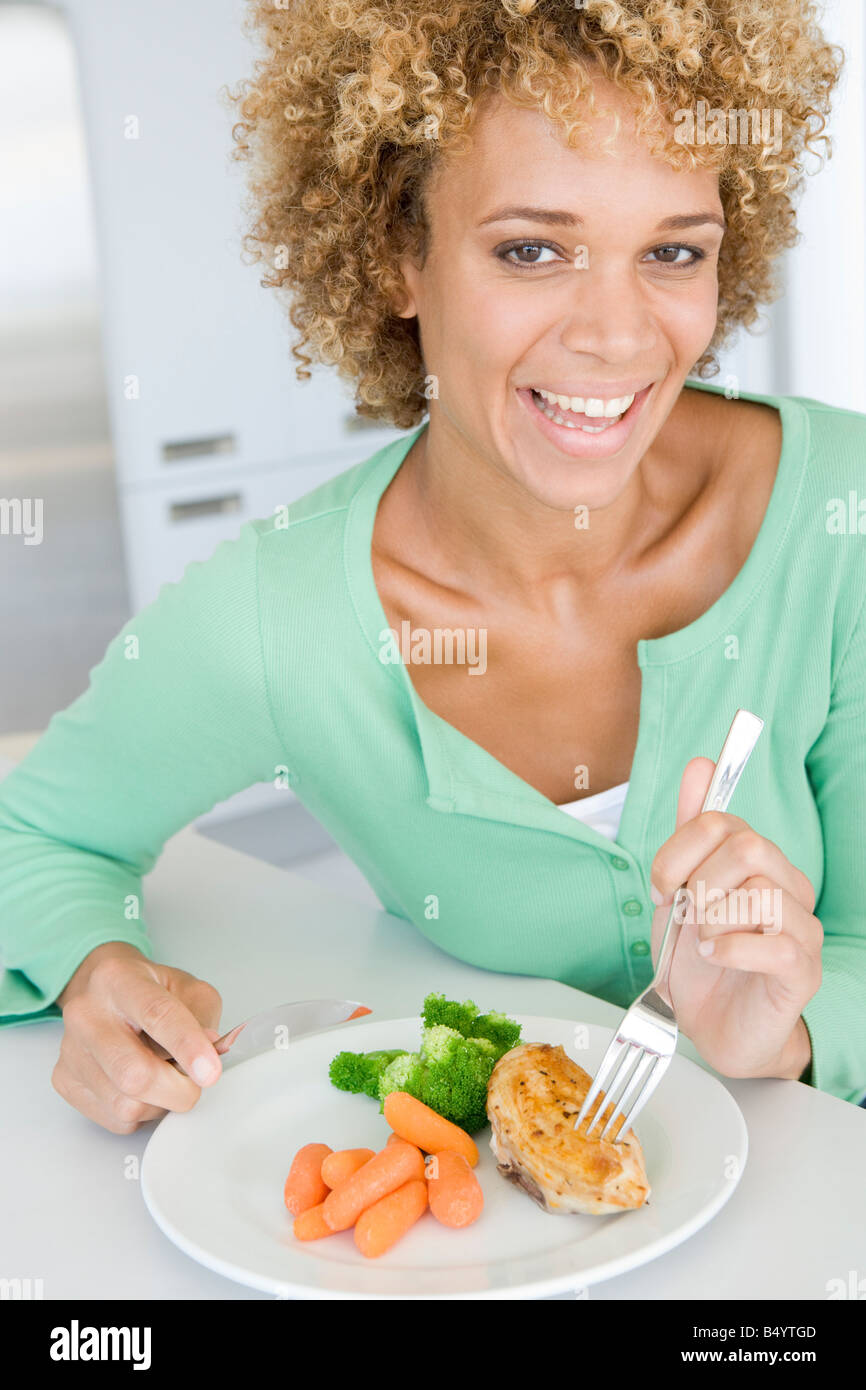 Woman Eating Healthy Meal Stock Photo - Alamy