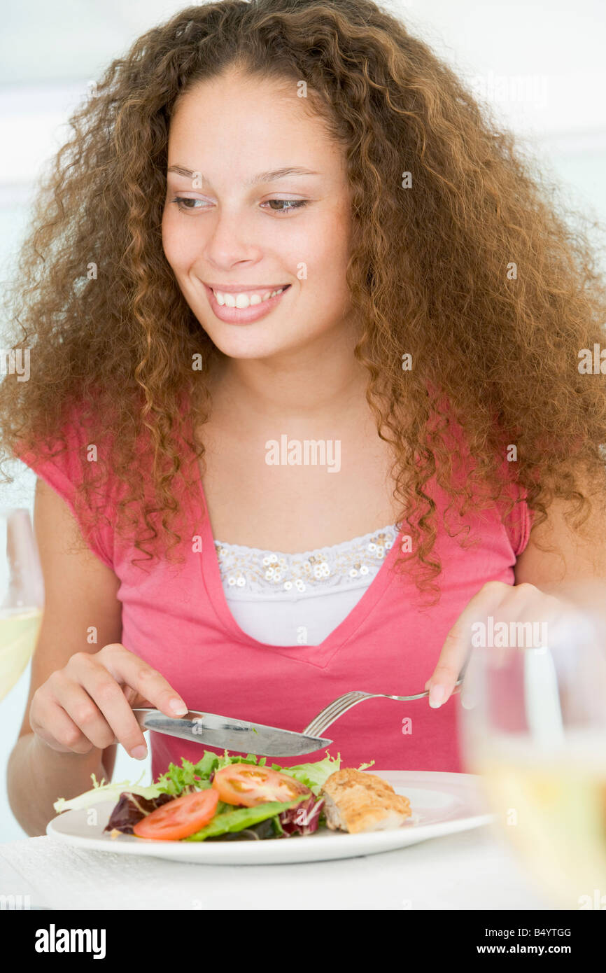 Woman Eating Healthy Meal Stock Photo - Alamy