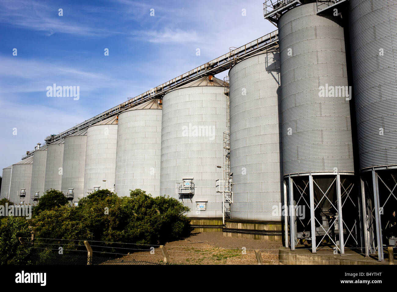 row of silos storing grain Stock Photo - Alamy
