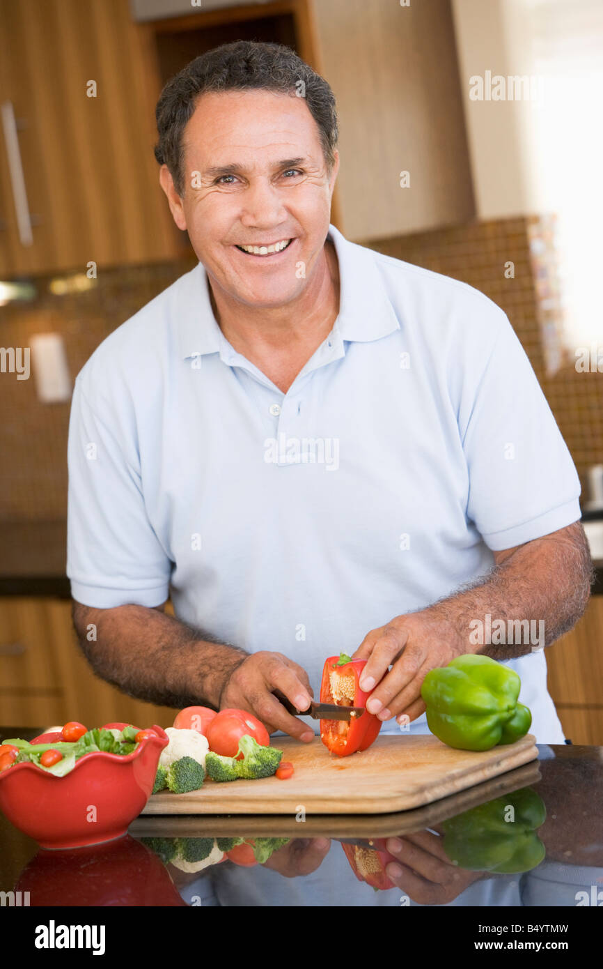 Man Chopping Vegetables Stock Photo - Alamy