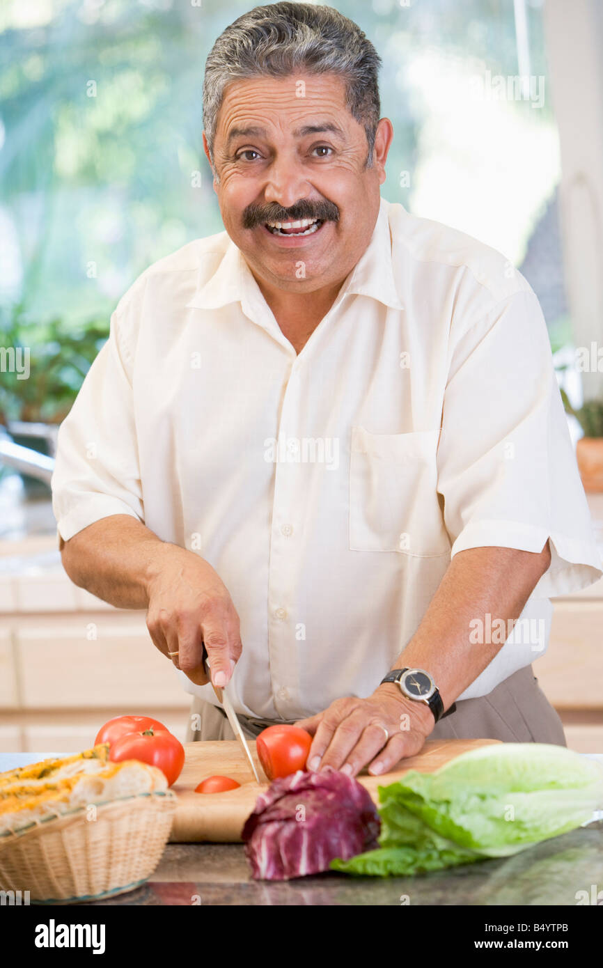 Man Chopping Vegetables Stock Photo - Alamy