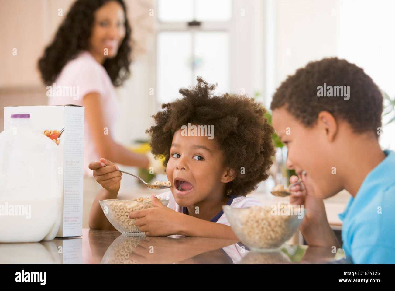 Children Eating Breakfast Stock Photo - Alamy