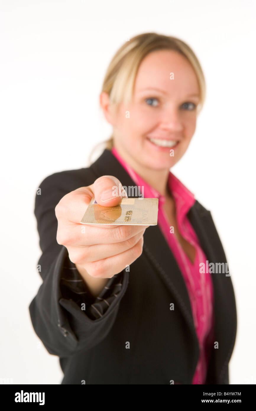 Woman giving credit card to hi-res stock photography and images - Alamy