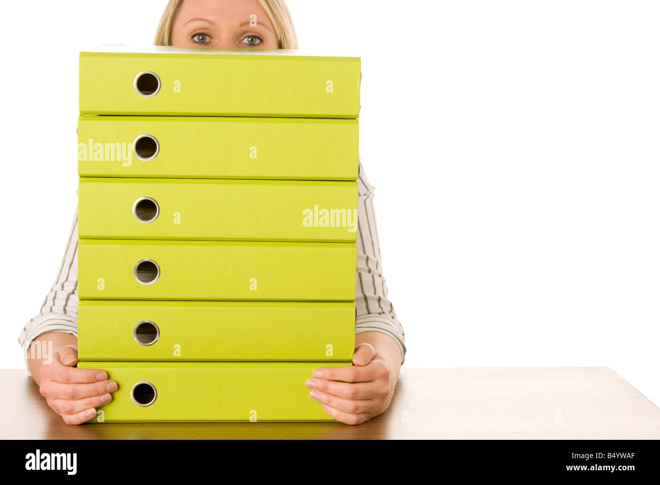 Woman stack files desk hi-res stock photography and images - Alamy