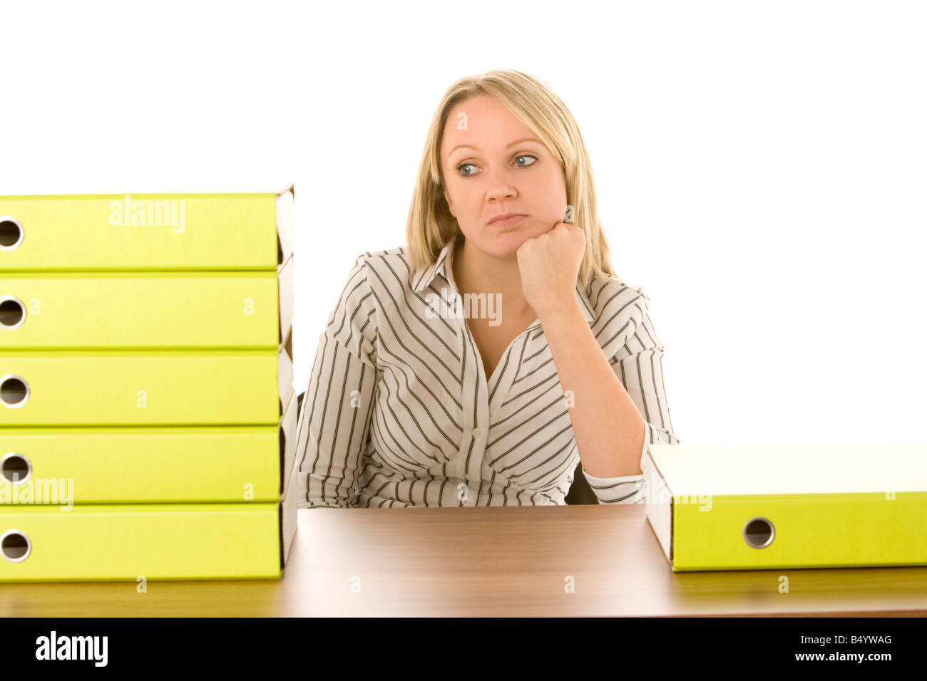 Woman stack files desk hi-res stock photography and images - Alamy
