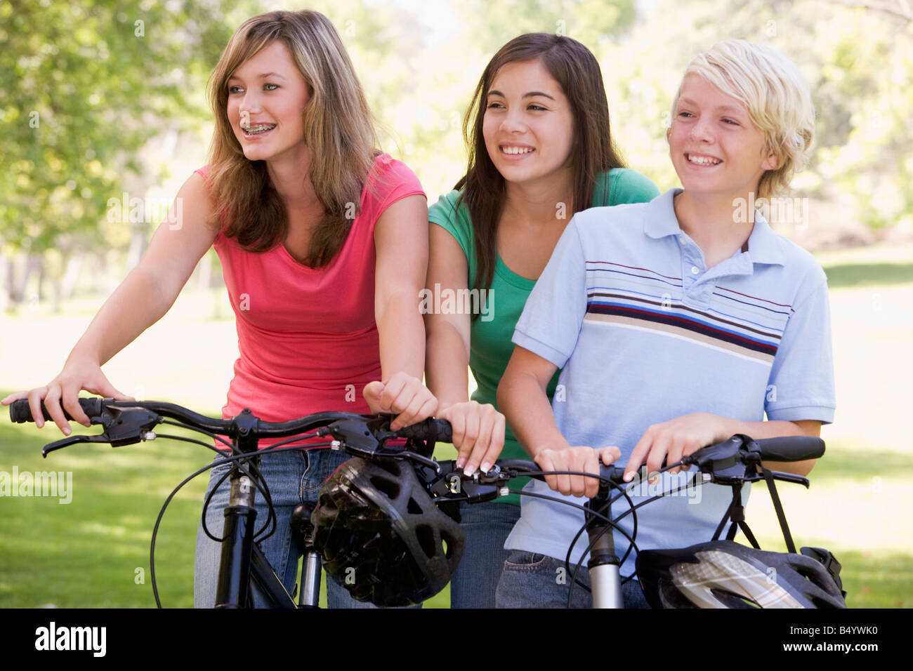 Teenagers On Bicycles Stock Photo - Alamy