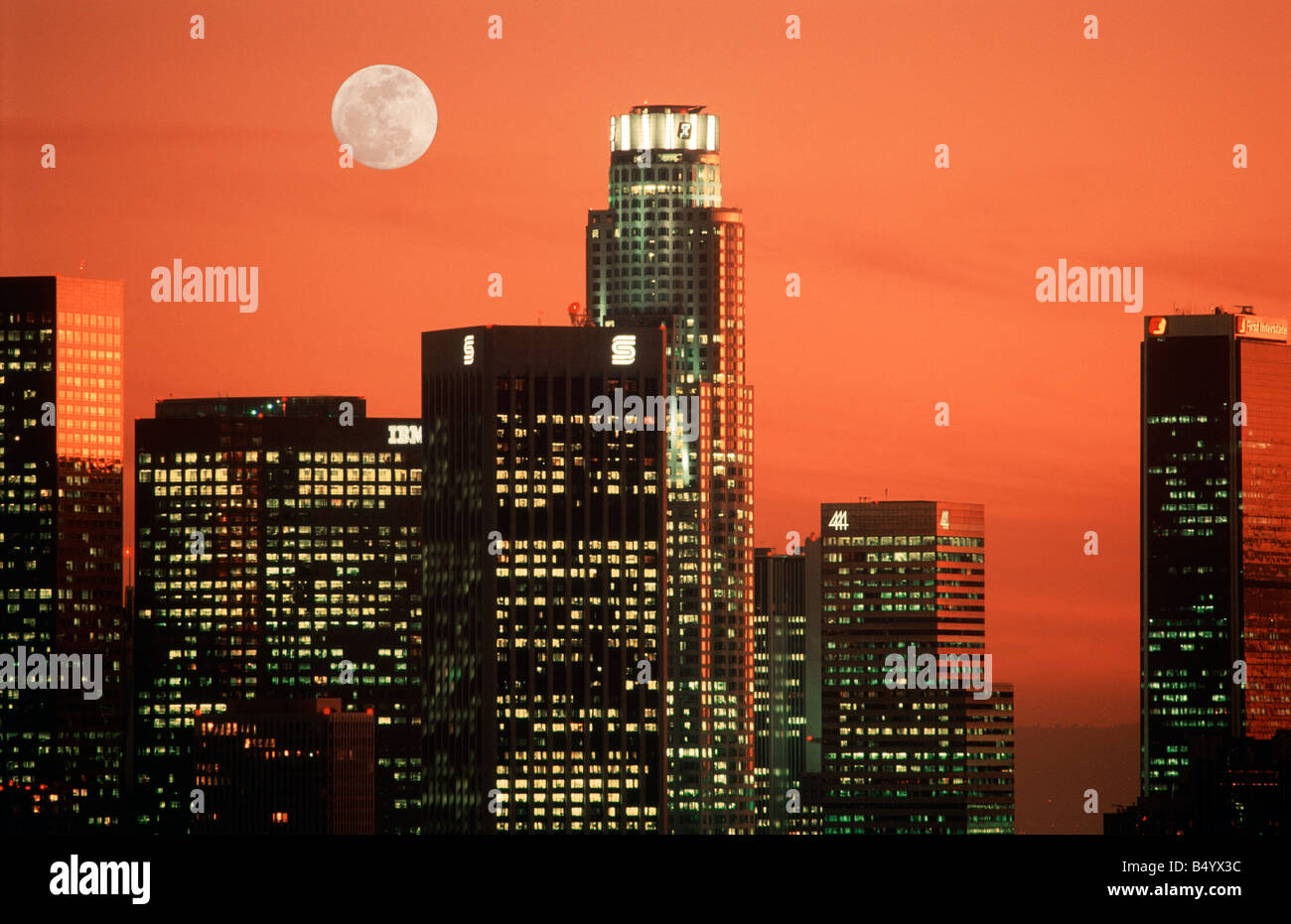 Los Angeles At Night Moon