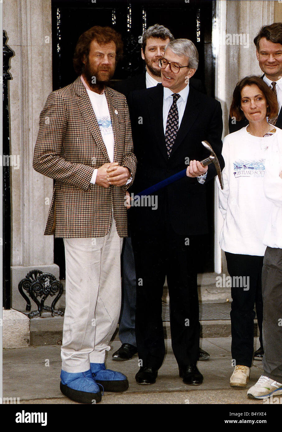 Sir Ranulph Fiennes with Dr Michael Stroud at the door of number 10 ...