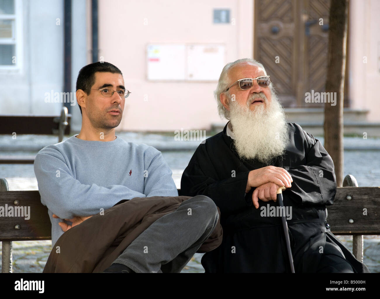Two residents sitting in the quiet area of Kampa Island in Prague FOR ...