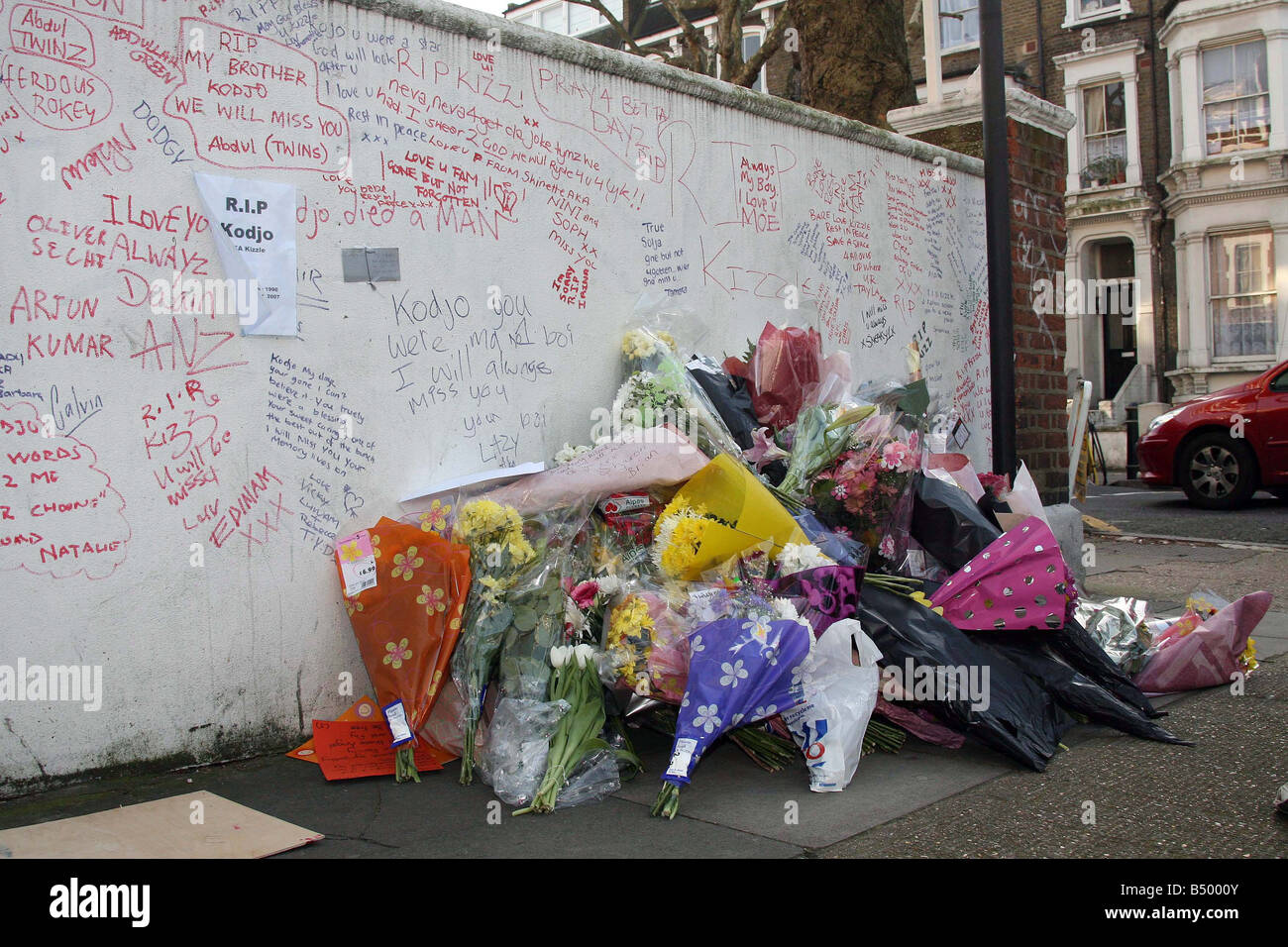 Floral tributes left at the scene of the murder of 16-year-old Kodjo ...