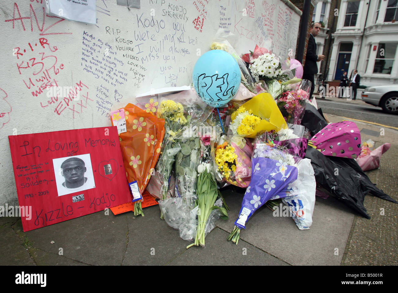 Floral tributes left at the scene of the murder of 16-year-old Kodjo ...