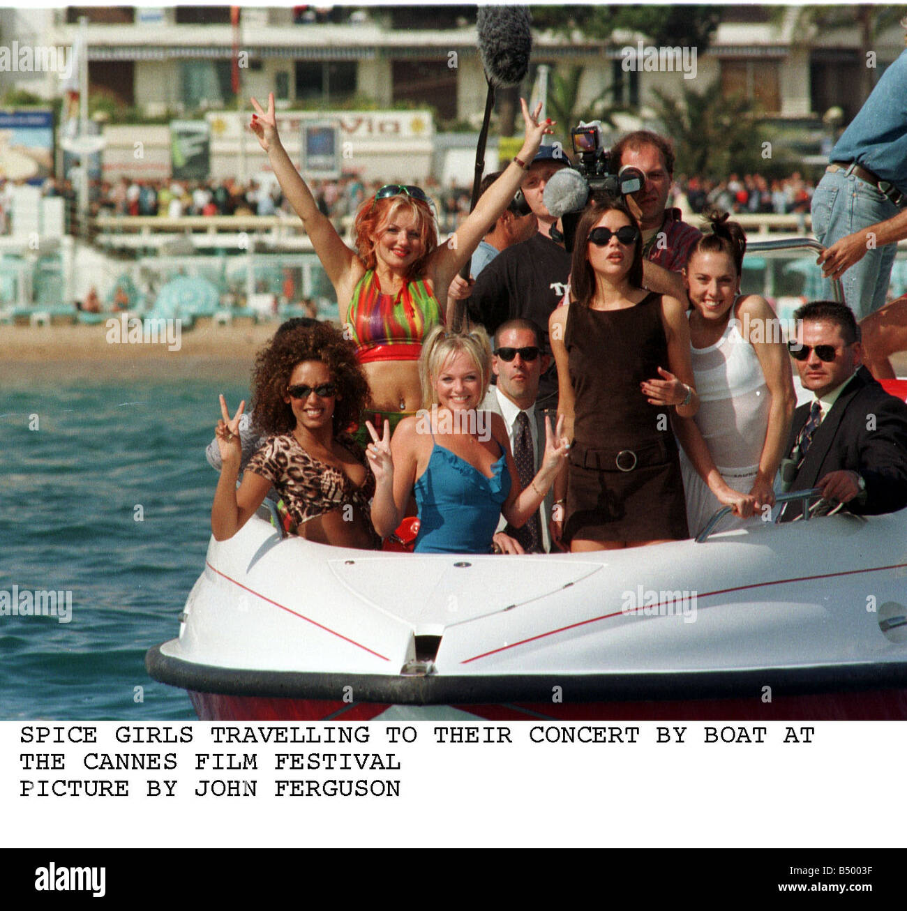 Spice Girls pop group at Cannes Film Festival May 1997 Stock Photo - Alamy