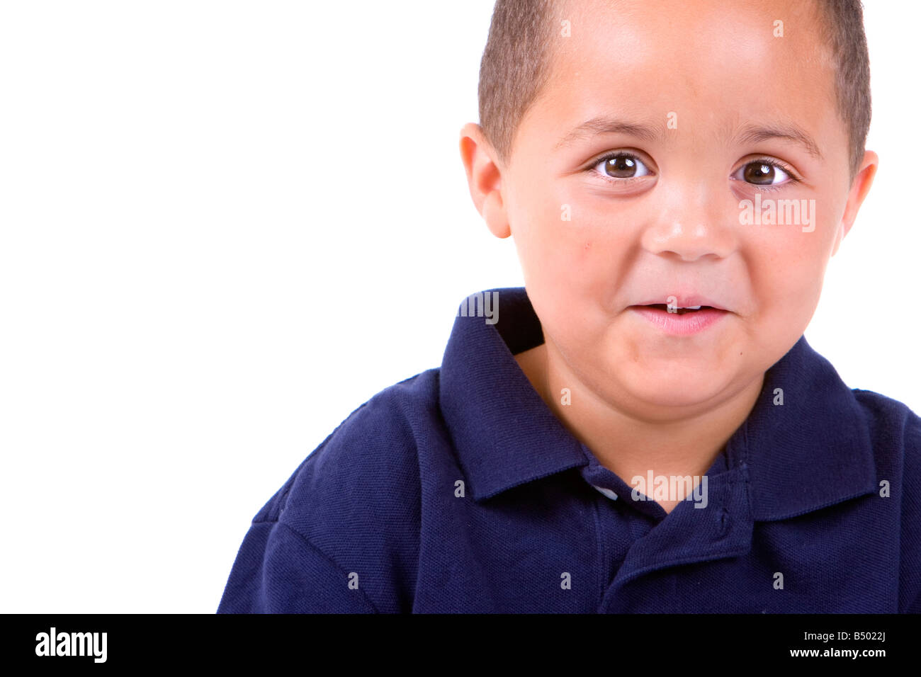 Happy latino boy portrait isolated against white background Stock Photo ...