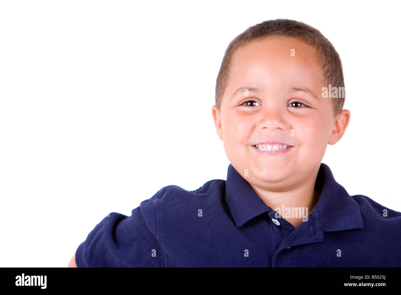 Happy latino boy portrait isolated against white background Stock Photo ...