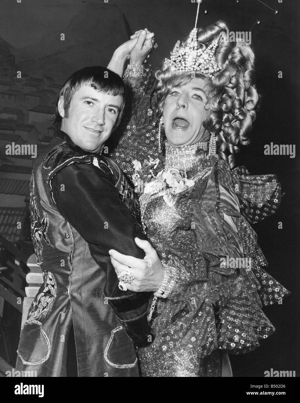 Roy Castle left as Wishee Washee and Norman Vaughan as the Widow ...