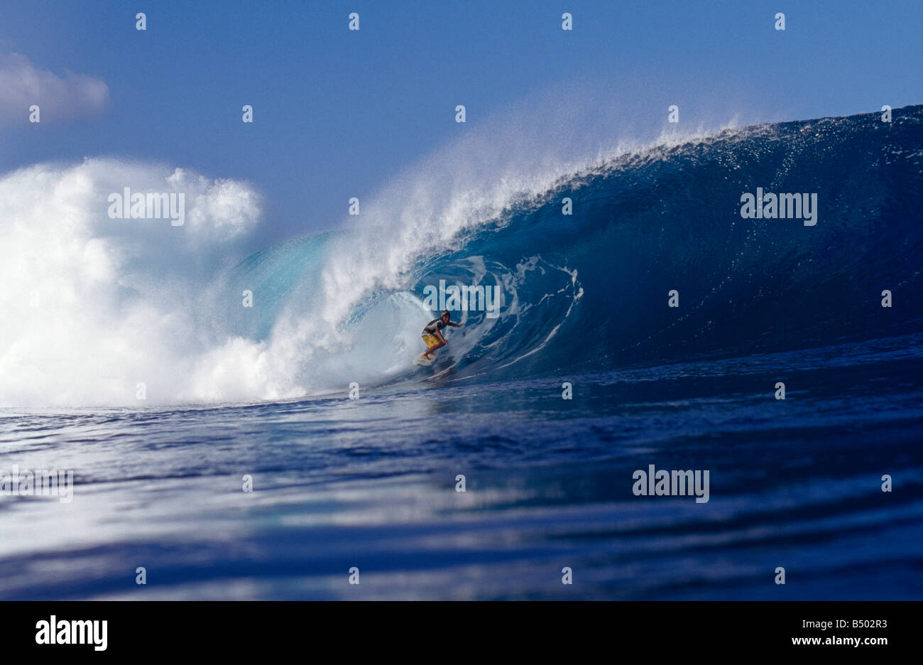 Getting barreled at Pipeline Oahu Hawaii Stock Photo - Alamy