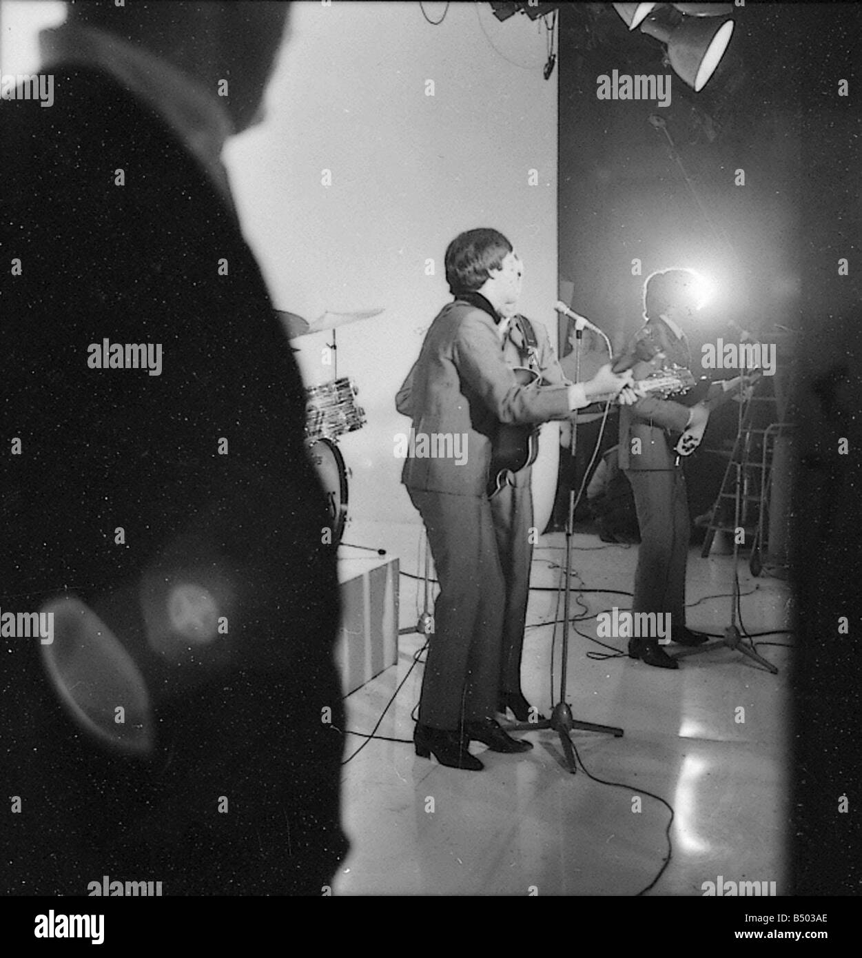 Beatles files 1964 Beatles on stage rehearsing for A Hard days night at ...