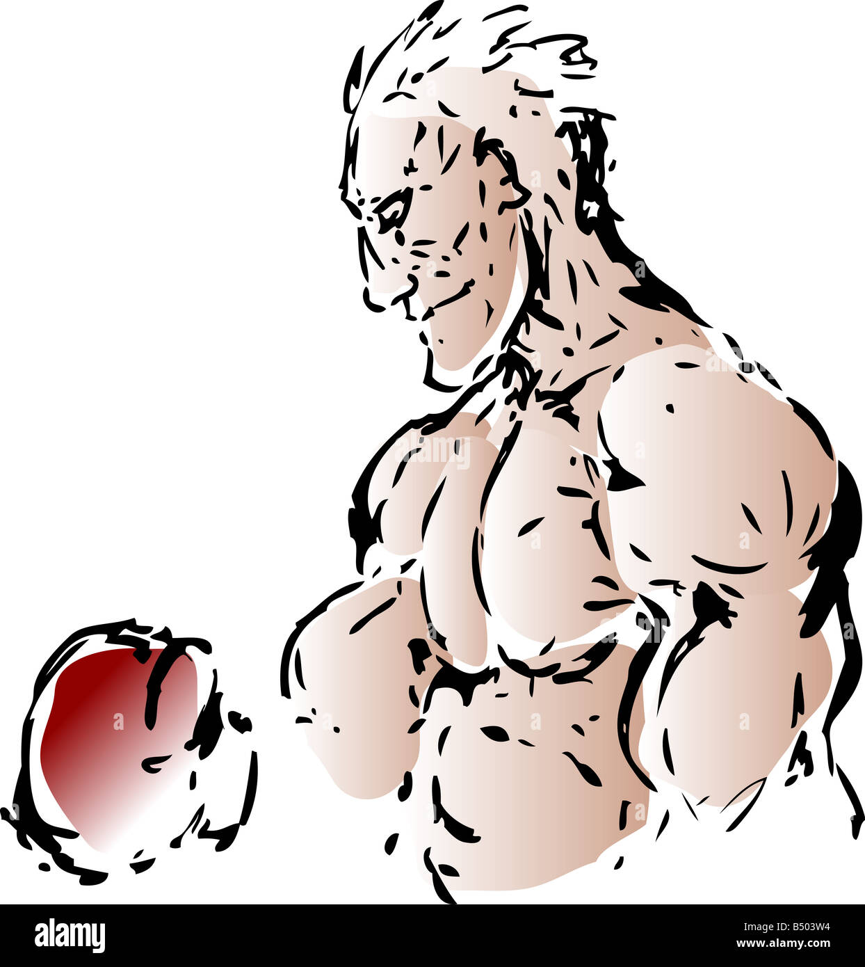 Sketch of a boxer in profile retro illustration Stock Photo - Alamy