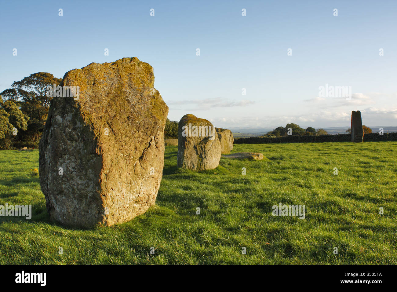 Some of the stones of Long Meg and her Daughters with Long Meg in the ...