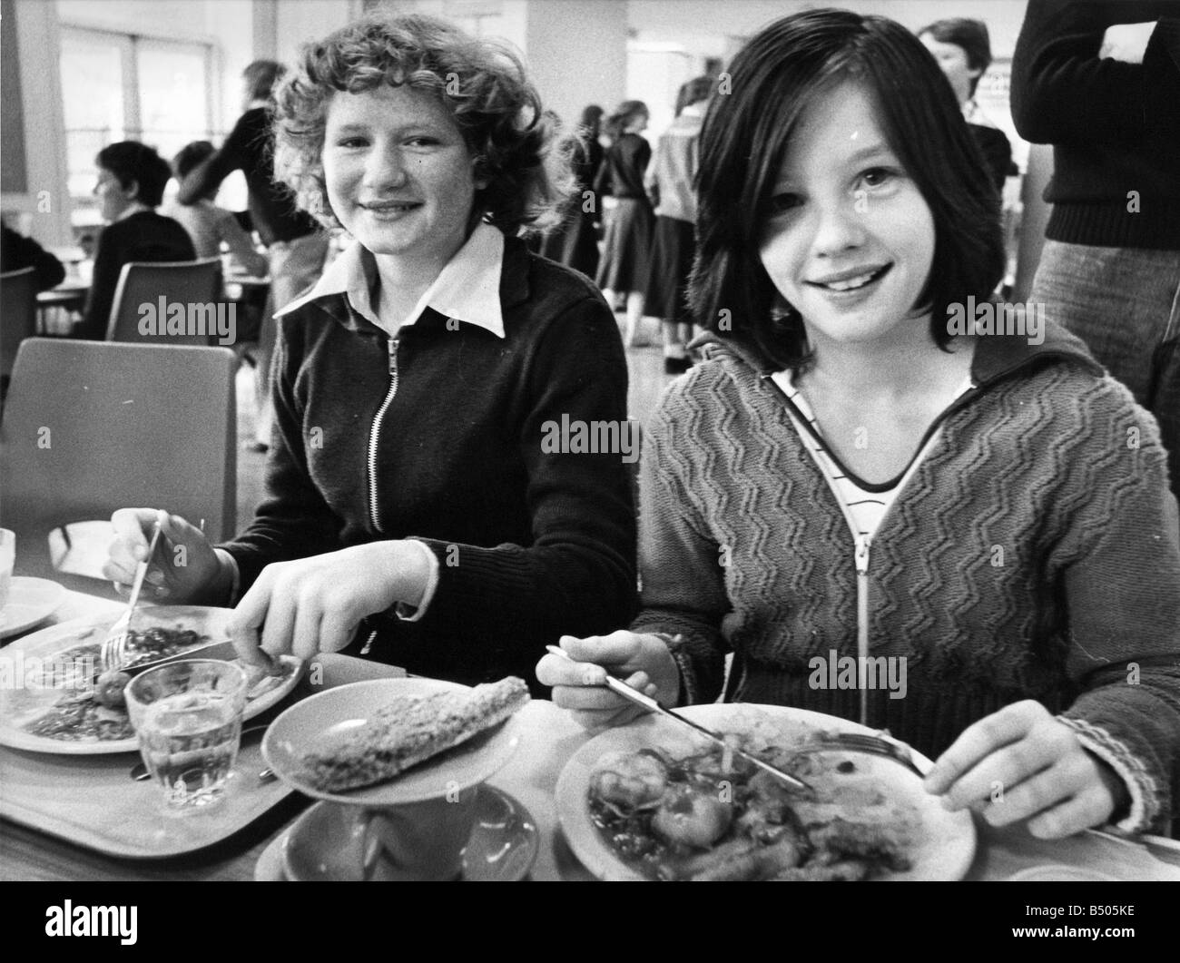 13 year old Helen Boldre and Gillian Cook tuck into their school ...
