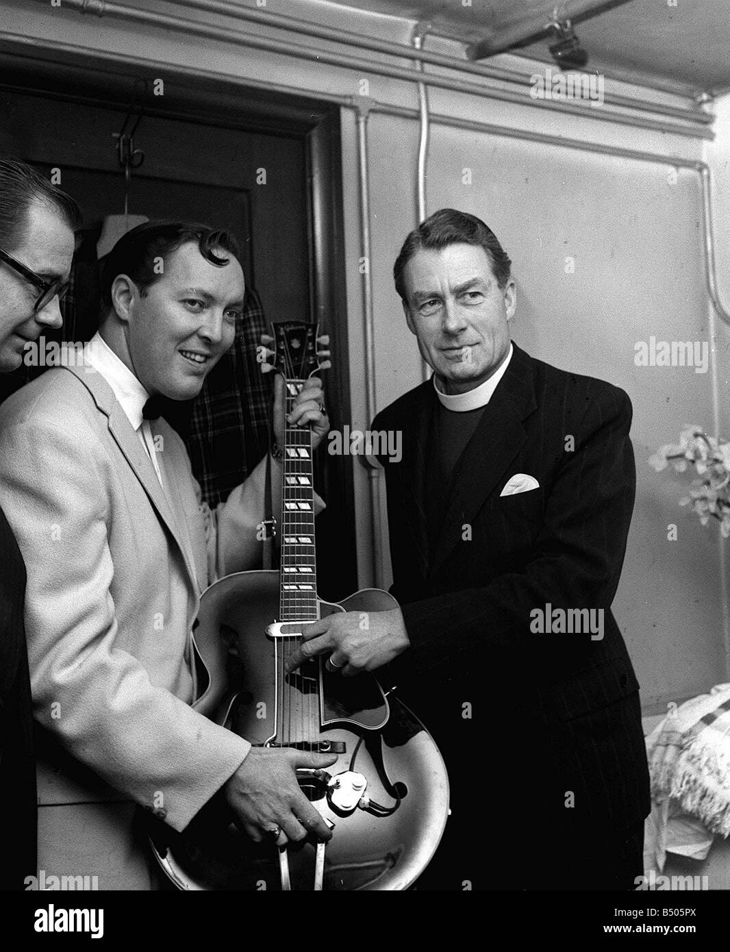 Bill Haley on his first visit to England seen here with the Bishop of ...