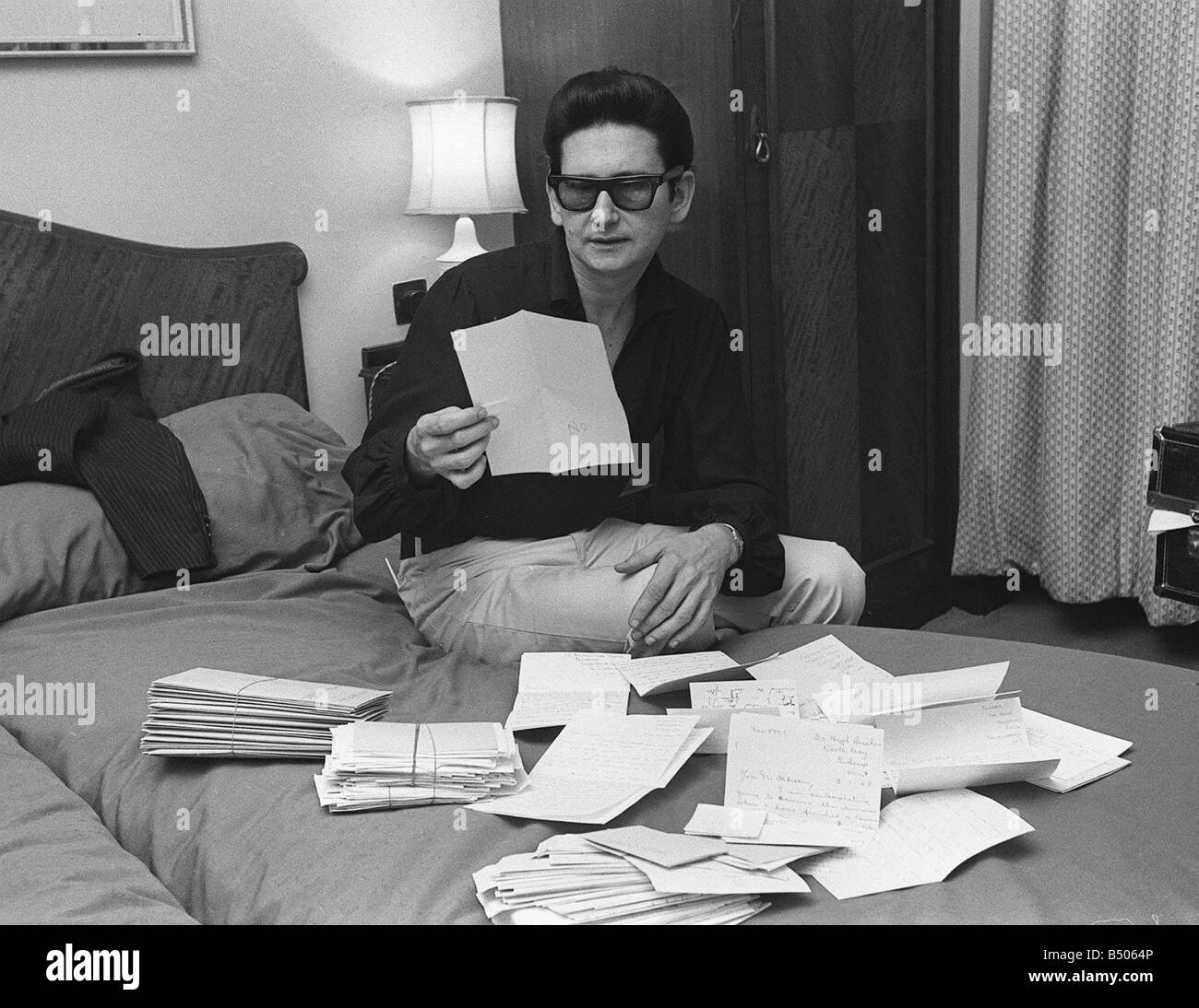 Roy Orbison America singer looks through the letters March 1967 from ...